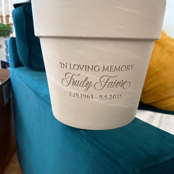 Engraved Memorial Flower Pot: Custom Carved Granite White Terracotta - Etsy