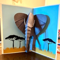 DIY Elephant Pop-up Card SVG and PDF Template for Instant Download ...