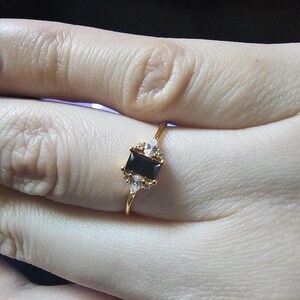 Onyx Ring, Open Ring, Gold Band Ring, Stacking Ring, Stackable Ring ...