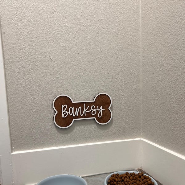 Personalized Dog Bone Name Sign, Wooden Dog Name Tag, Dog Kennel and ...