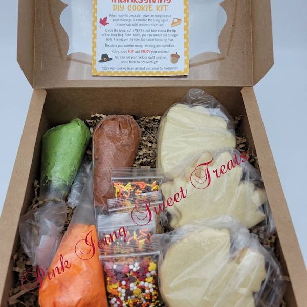 Thanksgiving Decorate Your Own Cookie Kit Instructions Card 4"x5", Kids ...