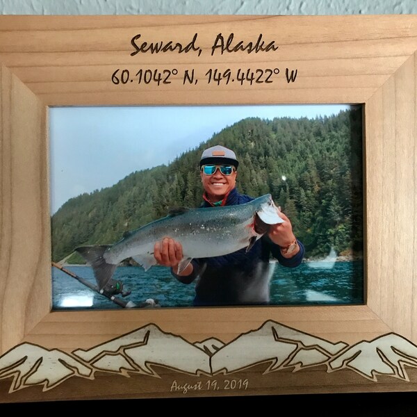 Mountains Personalized Engraved Picture Frame, Any Text - Etsy