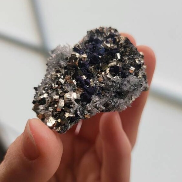 Stunning Indigo Blue Violet Phantom Fluorite, Sugar Druzy Calcite ...