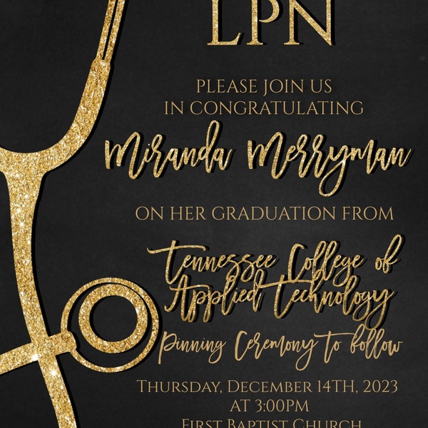 Editable Nursing Graduation Invitation. Registered Nurse Invitation. RN ...