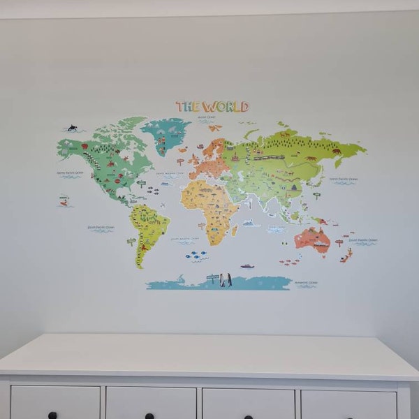 DECOWALL DL3-2302 Colourful World Map Wall Stickers - Etsy
