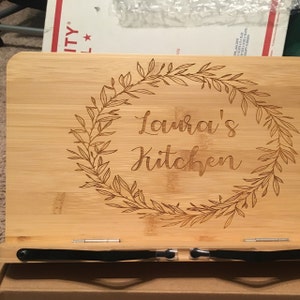 Personalized Cookbook Stand Engraved Bamboo Recipe Stand | Etsy
