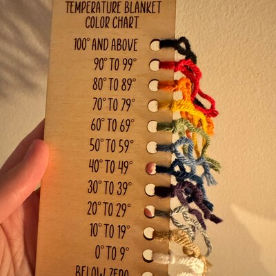 Temperature Blanket Color Chart, Reusable Wood Card, Crochet Blanket ...