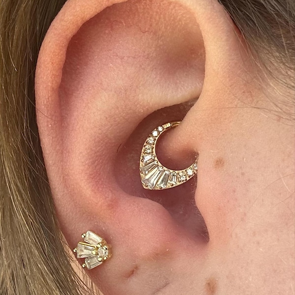 16G Solid Gold Daith Ring 6/7/8/9/10mm | Dainty 14k Gold Daith Jewelry ...