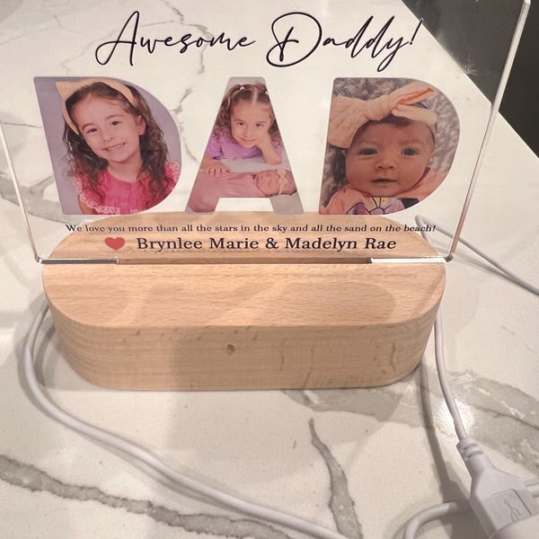 Music Photo Name Night Light, Custom Photo Music Plaque, Personalized ...