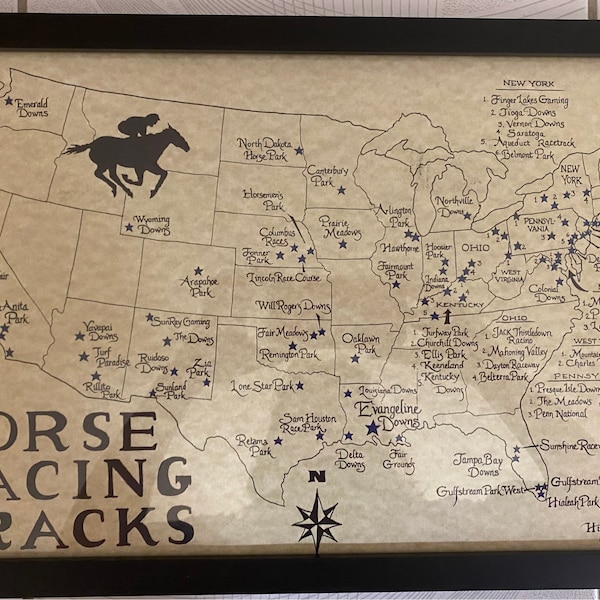 Horse Racing Tracks Map - Etsy