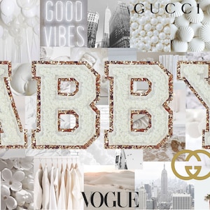 Custom Pink Preppy Monogram Desktop Wallpaper Collage - Etsy