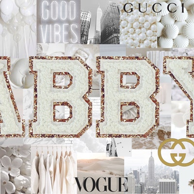 Custom Pink Preppy Monogram Desktop Wallpaper Collage - Etsy