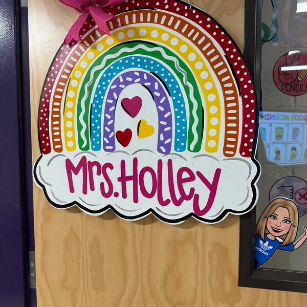 Personalized Polka Dot Plaque Teacher Door Hanger - Etsy