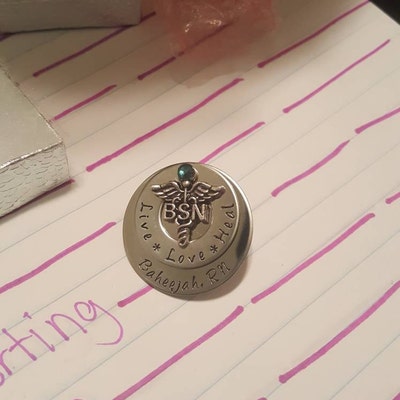 Personalized Nursing Pin / LPN BSN RN / Nurse Pin / Nursing Student ...