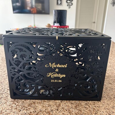 Wedding Card Box With Slot Lock Wedding Money Box Rustic Card Box ...