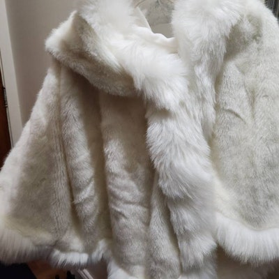 Light Ivory Flower Girl Faux Fur Cape, Children Fur Coat, Children Fur ...