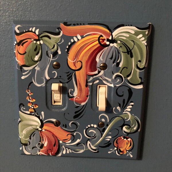 Norwegian Rosemaled Double Light Switch Plate - Etsy
