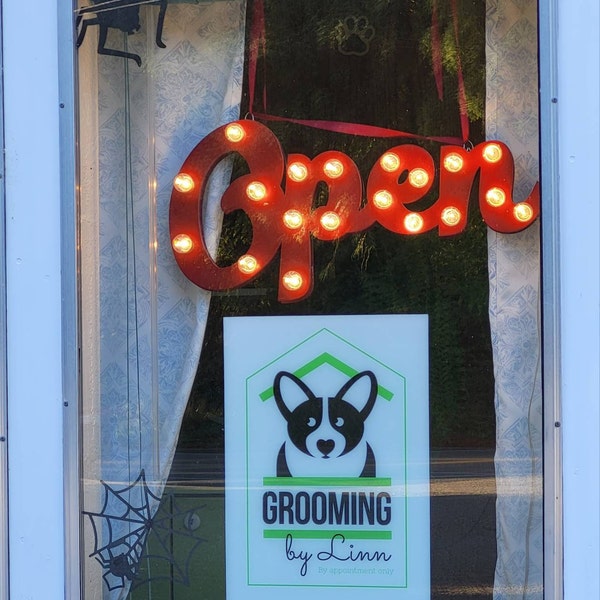 Lighted Open Sign / Open Sign Marquee / Wood Lighted Open Sign / Custom ...