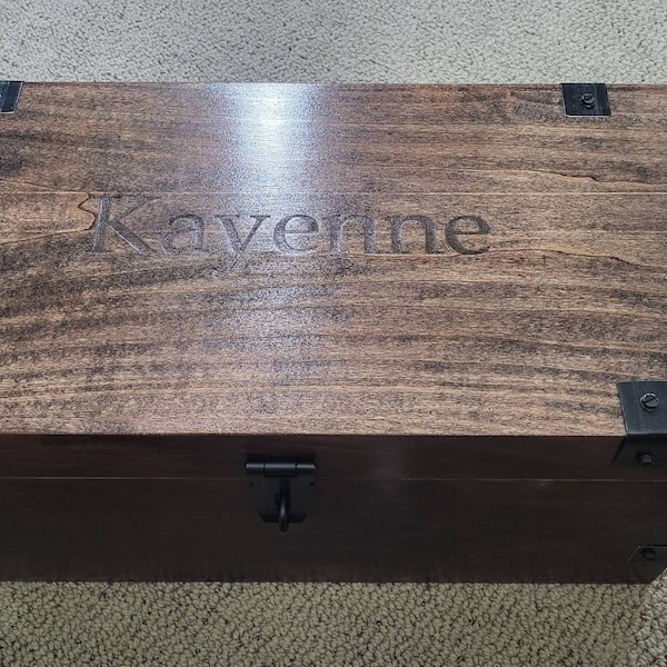 Personalized Wooden Treasure Chest: Lockable Memory Box With Laser ...
