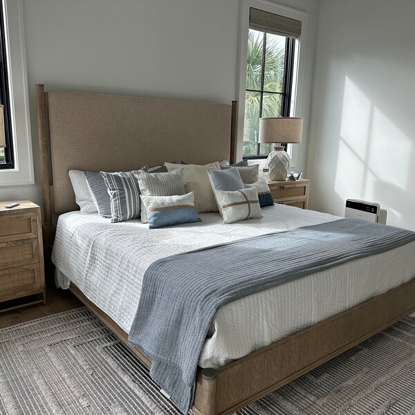 Coastal Light Blue Linen Pillow Cover Set, Blue Striped Throw Pillow ...