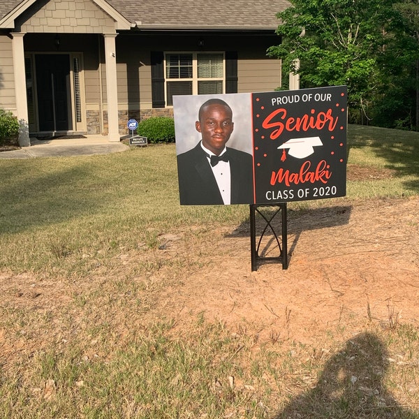 Senior Yard Sign, Graduation Yard Sign, Gold Graduation Sign, Photo ...