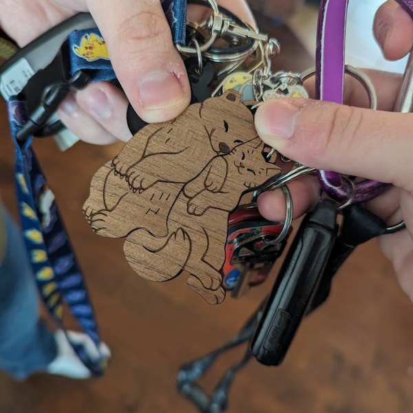 Bear and Cat Couple Keychains - Friendship or Relationship Matching ...