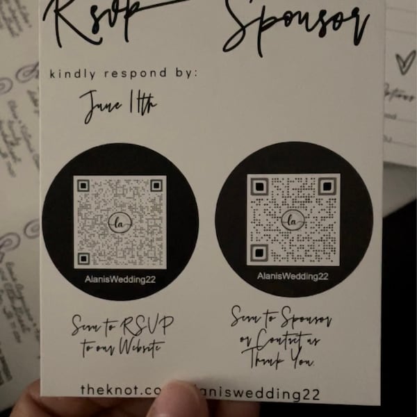QR Code Rsvp Card, Wedding Rsvp QR Code, Scan to Rsvp Online, Front and ...