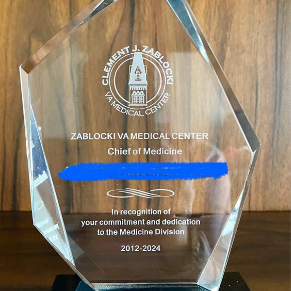 Personalized Crystal Award With Obsidian ,unique , Gift for Manager ...