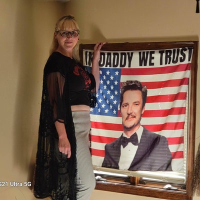 Pedro Pascal American Flag Pedro Pascal Wall Tapestry in Daddy We Trust ...