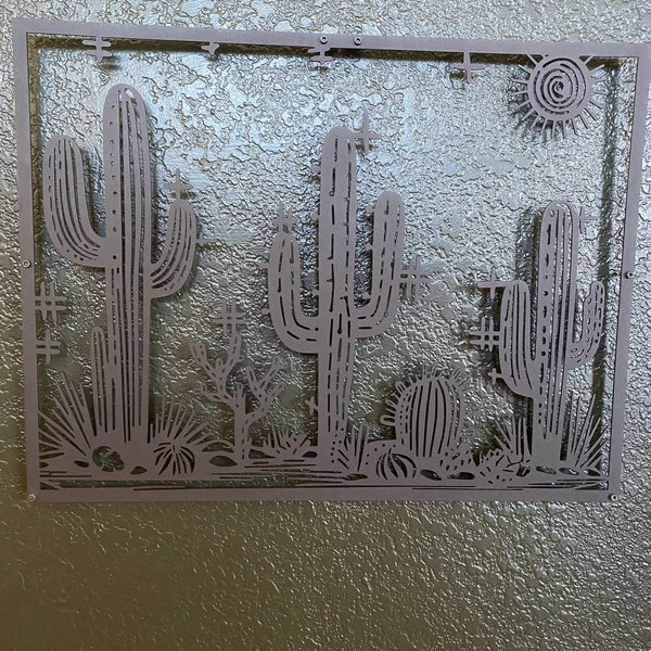 Cactus 3 Metal Wall Decor, Western Metal Cactus Wall Art, Large Metal ...