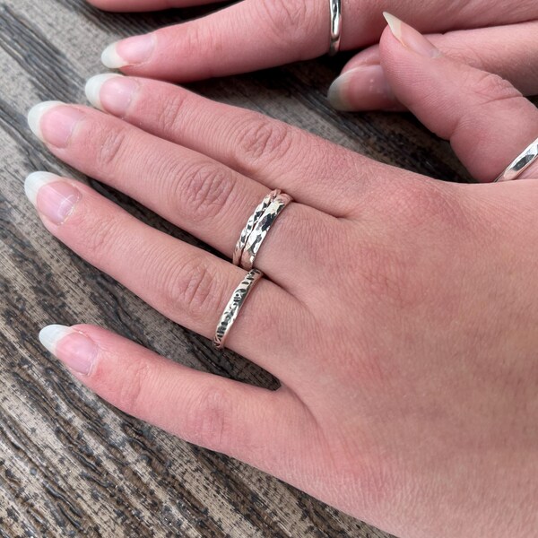 Stacking Ring Solid 925 Sterling Silver Various Textures You Choose One ...
