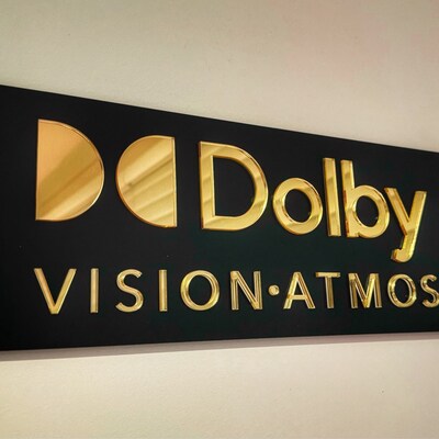 Dolby Atmos Home Theatre Signs Signage Cinema Decor Laser Router Gold ...