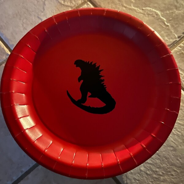 Godzilla Red Paper Plates| Godzilla Party| Godzilla Decorations| King ...