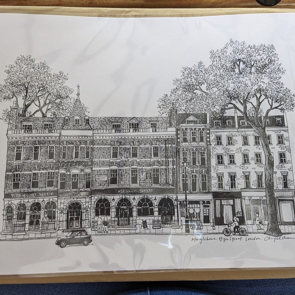 St Andrew's Holborn, London Illustration Giclee Print A4 Size - Hand ...