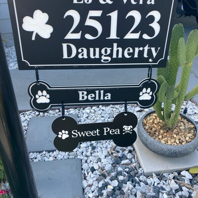 Dog Name Plate Crate Pet Tag Doghouse Sign Kennel Pet Name Pet ID ...