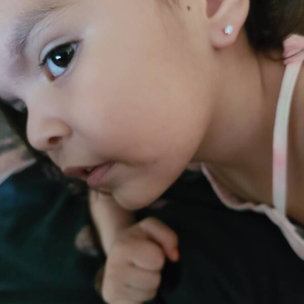 14K Rose Gold Round Stud Screw Back Earrings, Children Girls Womens ...