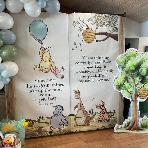 8x8 Feet Giant Pooh Book Backdrop/ Classic Winnie the Pooh Backdrop in ...
