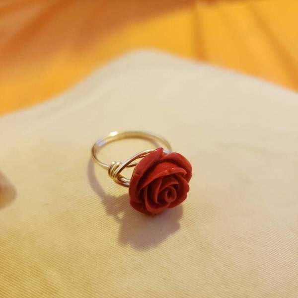 NEW STYLE Red Rose Ring | Red Flower Ring | Red Rose Flower Ring | Red ...