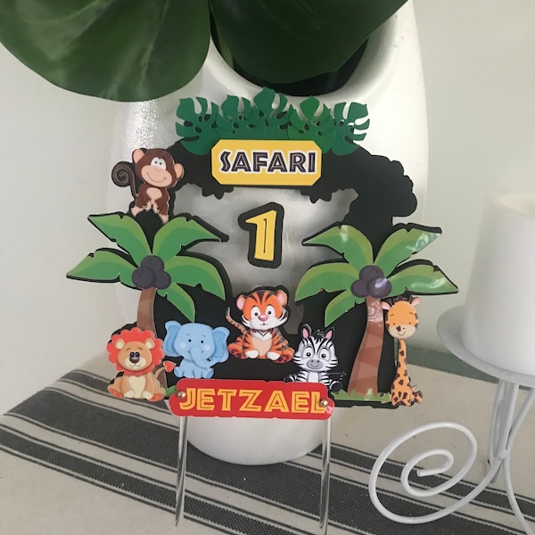 Shaker Safari Cake Topper Layered; Personalized Name and Age for ...