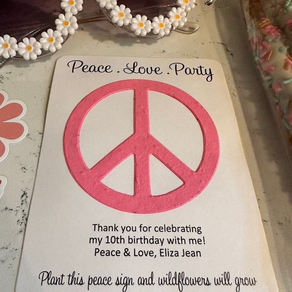 Peace Sign Birthday Favors Plantable Seed Recycled Paper (set of 12 ...