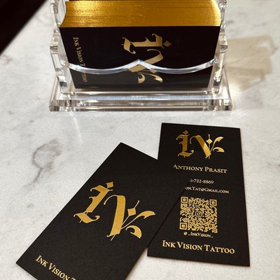 100 Luxury Gold Foil Business Cards Design and Print, QR Calling Cards ...