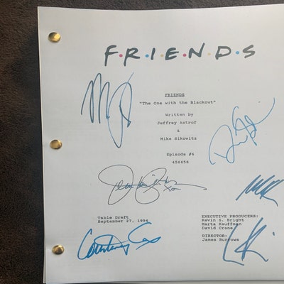 Friends the One With the Blackout TV Script Autographed: Jennifer ...