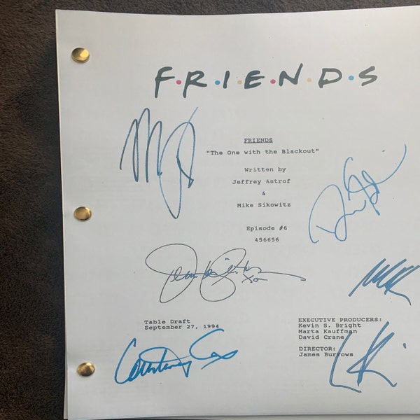 Friends "the One With the Blackout" TV Script Autographed: Jennifer ...