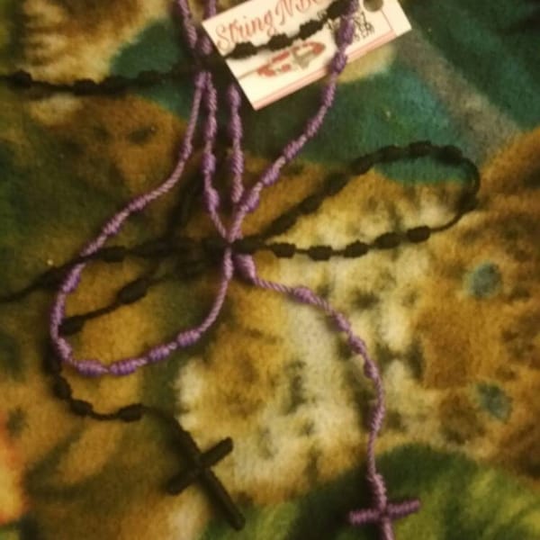 Knotted String Rosary, Prayer Necklace, Rosary Made of String, Colorful ...