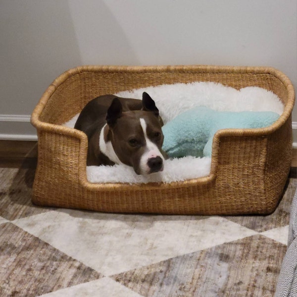 XL Handmade Rattan Dog Bed | Rattan Pet Bed | Dog Basket Bed | Wicker ...