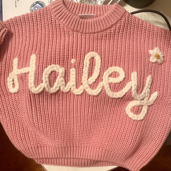 Personalized Oversized Name Kids Sweater /hand Embroidered Sweater - Etsy
