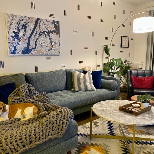 Line Wall Decals, Minimalist Stripe Wall Stickers, Colorful Bohemian ...