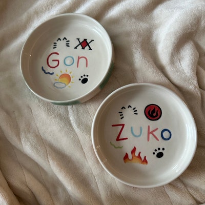 Custom Cute and Cheerful Pet Plate, 2 to 3 Designs, Handmade Pottery ...