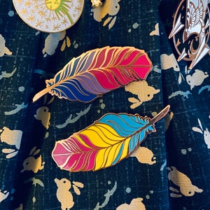 Bi Bisexual Pride Feather Enamel Pin LGBT - Etsy