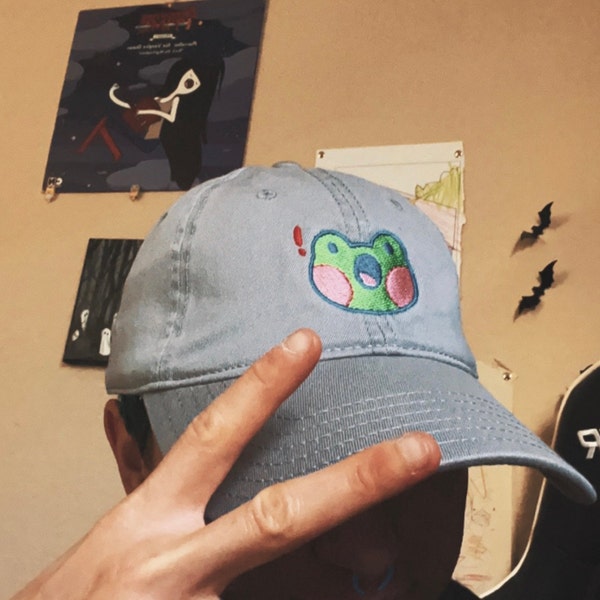 Frog Emoji Embroidered Hat With Adjustable Strap Back, Adult Unisex ...